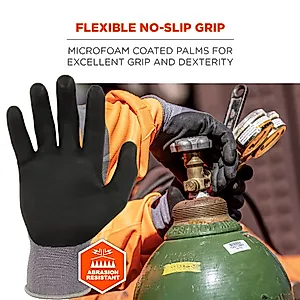 Ergodyne ProFlex 7000 Nitrile Coated Work Gloves, Foam Nitrile Palms for Flexible No Slip Grip, Abrasion Resistant, 15g, Touchscreen Capable, Gray, Medium