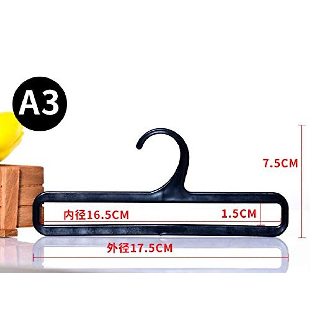 WellieSTR (Pack of 50 Plastic Hangers,Towel/Scarf/Legging Hangers, 17.5cm/6.9" - Black