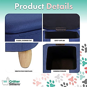 Critter Sitters 15-In. Seat Height Denim Blue Triceratops Dinosaur Animal-Shaped Storage Ottoman for Nursery, Bedroom, and Playroom, Multifunctional, Durable, and Fun Footstool for Kids and Toddlers