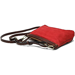 Floto Women's Leather Bag Fioro Crossbody Purse Satchel Handbag (Red)