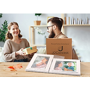 JD Concept Double 5x7 Horizontal Combo, Art 5 x 7 White Wood Picture Frame - Opening 4.5x6.5 Foldable Photo Frame, for 5 by 7 Landscape View