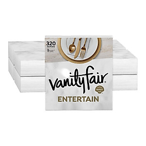 Vanity Fair Entertain Paper Napkins, 320 3-Ply Disposable Napkins, Dinner Size (8 packs of 40 Napkins)
