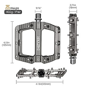 MZYRH Road/Mountain Bike Pedals MTB Pedals Bicycle Flat Pedals 3 Bearings 9/16” Aluminum Alloy Bicycle Platform Pedals for BMX MTB (TI)