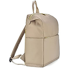 Kah&Kee Cute Travel Backpacks for Womens Fashion Lightweight Water-Resistant Commuting Gym Pockets Fake-Leather Nylon Stitching 2 PCS (Metallic Gold)