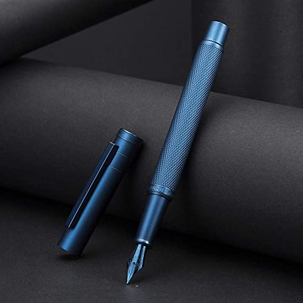 Hongdian Dark Blue Forest Fountain Pen Fine Nib 0.5mm Beautiful Tree Texture Excellent Metal Writing Pen