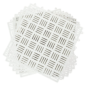 12x12 Inch Interlocking Soft PVC Flooring Tile, 12 Pack Non-Slip Splicing Modular Tile Shower Mat with Holes, Modular Interlocking Cushion for Locker Room Kitchen Basement Stairs, White
