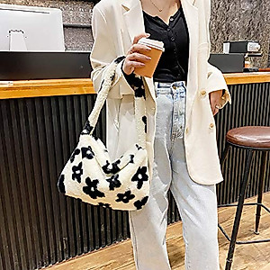YFGBCX Plush Underarm Bag, Ladies Fluffy Shoulder Bag, Women Y2K Furry Purse Fluffy Tote Bag for Autumn and Winter