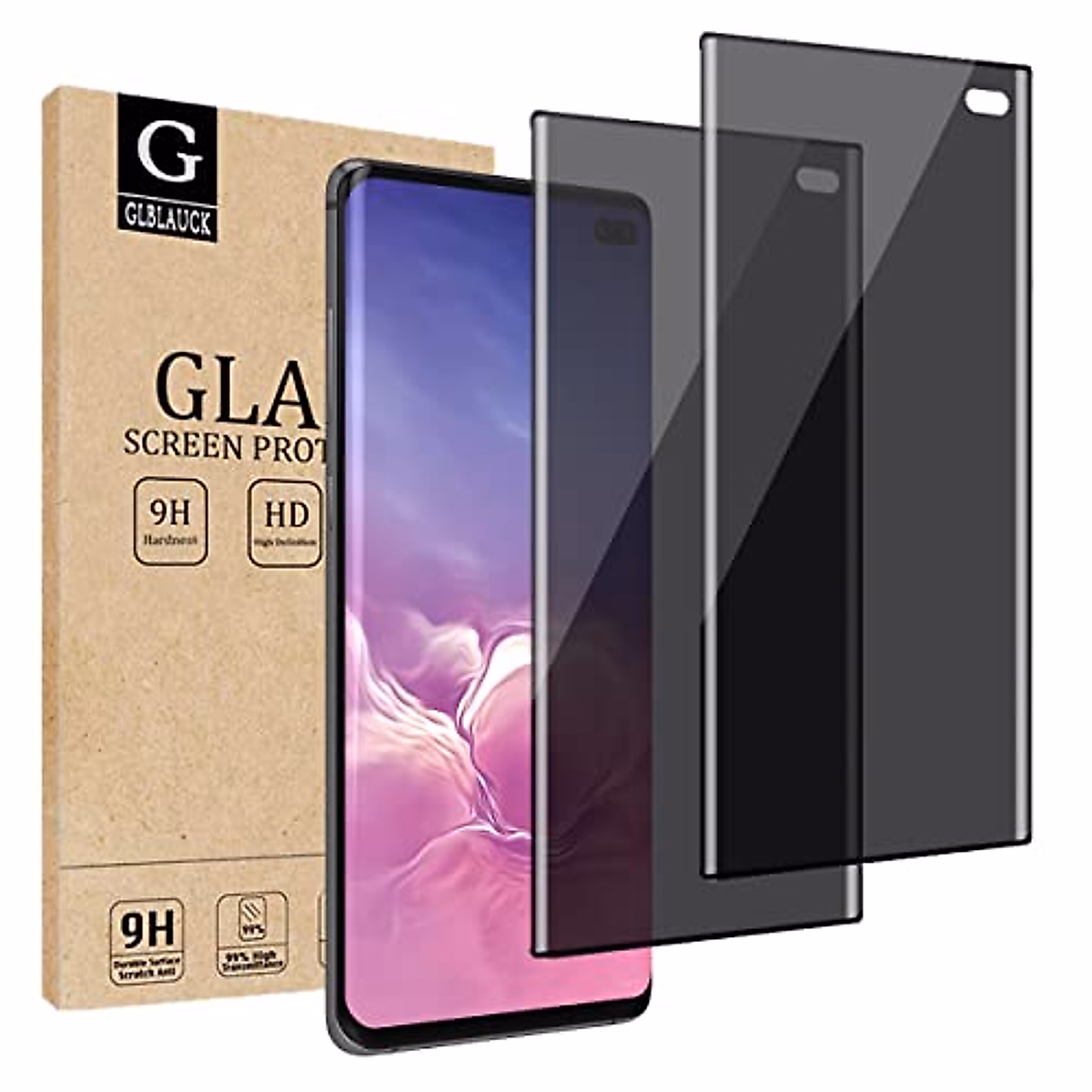 GLBLAUCK [2 Pack] Privacy Screen Protector for Samsung Galaxy S10 Plus, Anti-Spy 3D Curve Edge 9H Hardness Tempered Glass Screen Protectors for Samsung Galaxy S10 Plus (6.4")