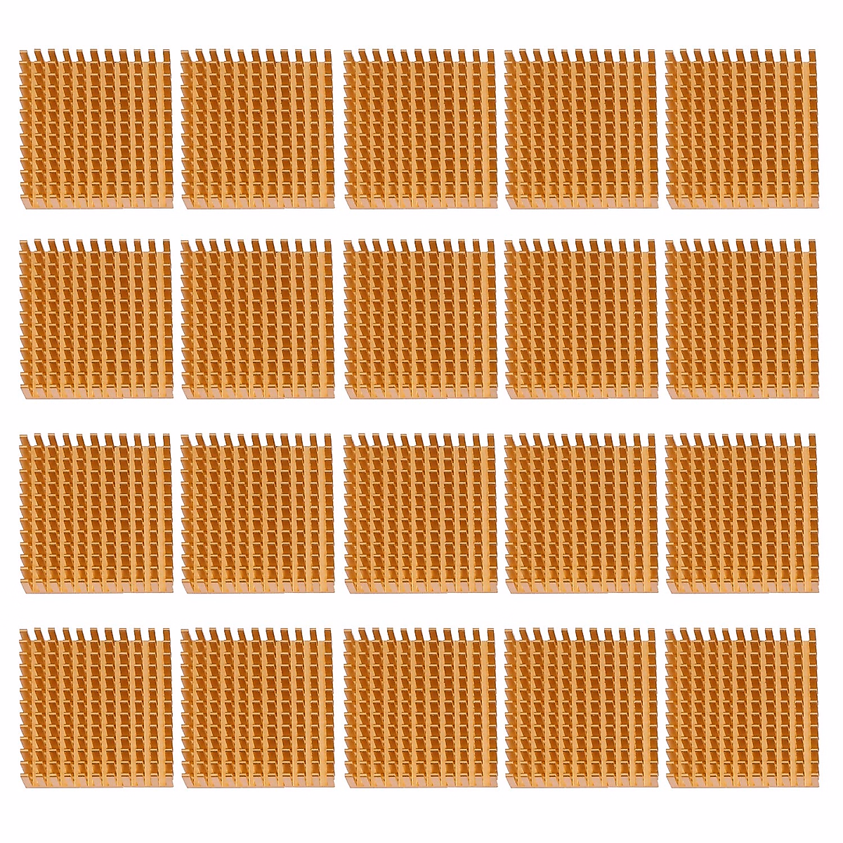 ESUMIC 20PCS 40mm x 40mm x 11mm Golden Aluminum Heatsink Cooling Fin for Cooling MOSFET VRam Regulators VRM Stepper Driver
