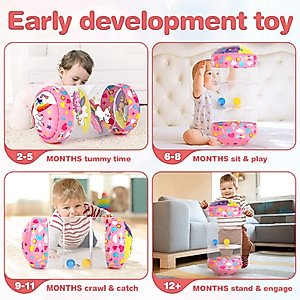 Dreamon Crawling Toys for Baby Infant Roller Toy with Music LED Light, Learning to Climb Toy for Tummy Time Babies, Gifts for Toddlers 6 to 18 Months