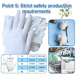 24Pcs Moisturizing White Cotton Gloves for Dry Hands Eczema Gloves for Kid and Women Stretchable Reusable Cloth Gloves(S)