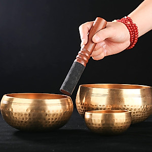 6.1inch sound bowl meditation set Handcrafted tibetan singing bowl heart chakra sound bath bowl zen music healing frequencies Yoga Prayer and Mindfulness Nepal meditation mat accessories (15.5cm)
