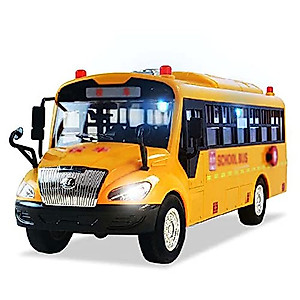 LZYDQP Diecast Yellow Bus Toy for Kids - Pull Back Car with Cool Opening Doors and Rubber Tires - Durable Diecast Metal - Birthday for Boys and Girls