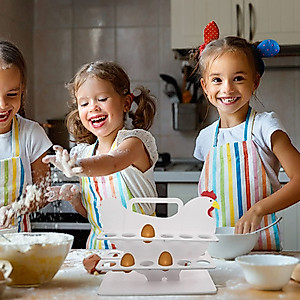 DOITOOL Fridge Egg Holder Wooden Egg Holder Chicken Shape Egg Dispenser Rack Egg Display Stand Egg Holder Carrier with Handle for Home Kitchen Accessory Tray