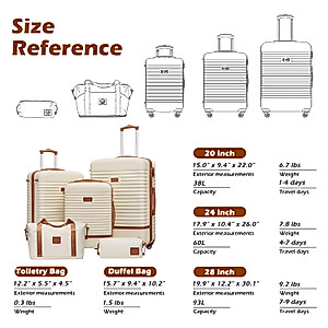Coolife Suitcase Set 3 Piece Luggage Set Carry On Travel Luggage TSA Lock Spinner Wheels Hardshell Lightweight Luggage Set(White, 3 piece set (DB/TB/20))