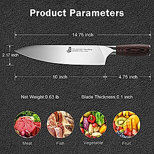 TUO Chef Knife 10 inch - Pro Japanese Gyuto Knives Kitchen Vegetable Meat Knife - German HC Stainless Steel - Ergonomic Pakkawood Handle for Home Kitchen & Restaurant - Osprey Series with Gift Box