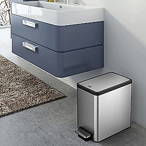 EKO EcoCasa II Space Saving Bathroom Trash Can Combo Set, (2) 6 Liter Stainless Steel Trash Bins