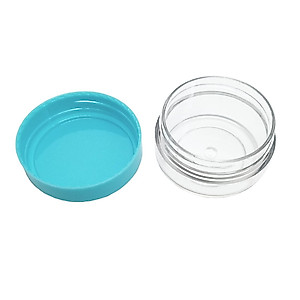 Beauticom Teal Color 15 gram/15ml/ 0.5oz. (Quantity: 6 Pieces) Empty Clear Round Travel Container Jars with Lids for Make Up Powders, Eyeshadow Pigments, Creams, Lip Balm, Lip Gloss, Samples