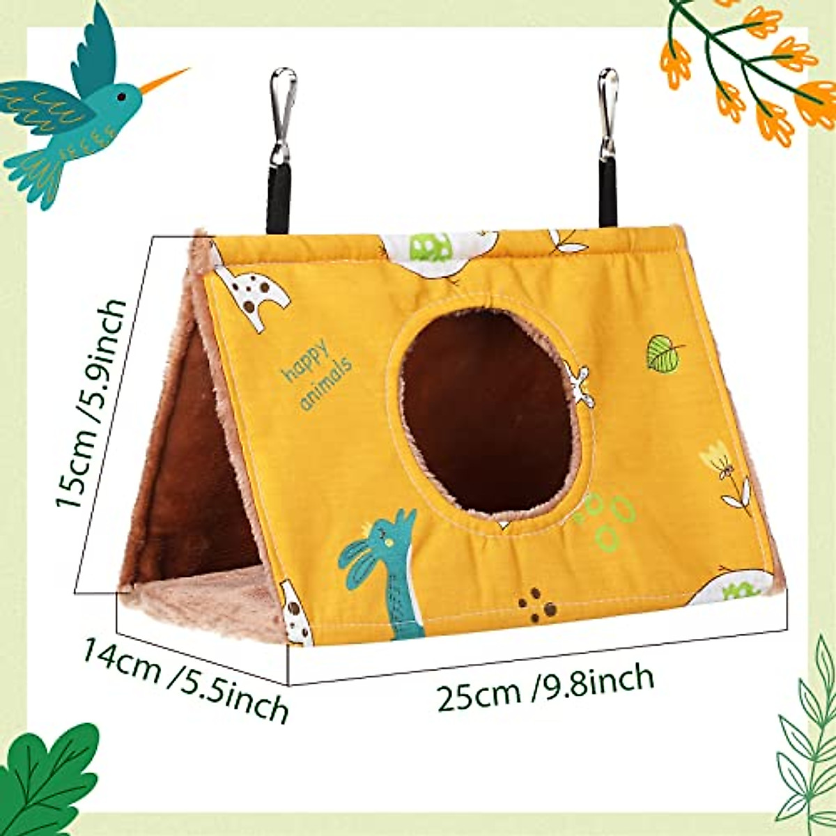 2 Pcs Winter Bird Nest House, Hanging Hammock, Plush Fluffy Shed Hut, Soft Fleece Sleeping Bird Bed for Birds Parrot Parakeet Cockatiels Budgies Hideaway Tent Accessories Toys, 9.8 x 5.5 x 5.9 Inch