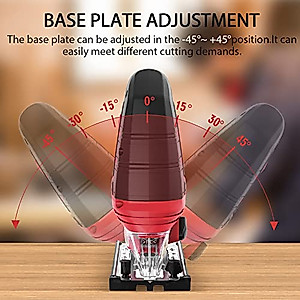 Jigsaw, 20V Cordless Jig Saws with LED, 10Pcs Blades, 4 Orbital Settings, Variable Speed, ±45° Bevel Cutting, Scale Ruler, Tool-free Blade Changing, Battery & Carrying Bag & Fast Charger Included（A）