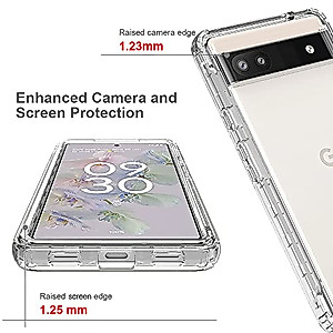 Dzxouui for Google 6A Case with [2 Pack] Screen Protector, Pixel 6A Case, Heavy Duty Shockproof Bumper Full Body Transparent Soft TPU Protection Cover Phone Cases for Google Pixel 6A, Clear
