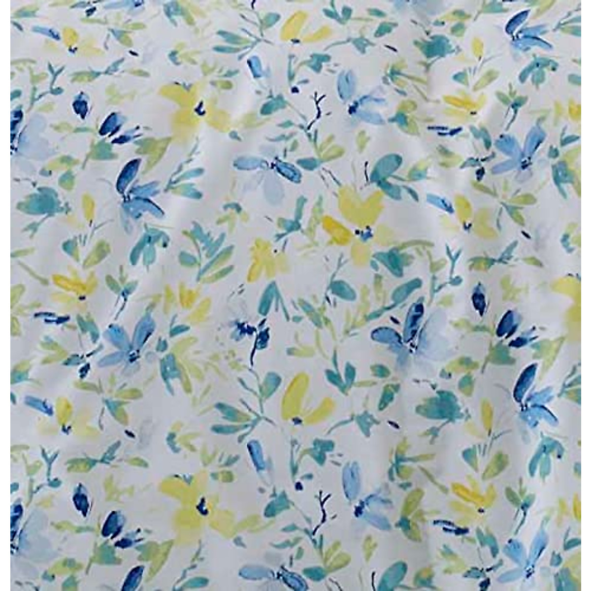 Laura Ashley Comforter Set Reversible Cotton Bedding, Includes Matching Shams with Bonus Euro Shams & Throw Pillows, King, Nora Blue/Yellow/Green/White