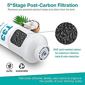 SimPure SP5-RO100 6-Stage Reverse Osmosis Replacement Filter Set with Alkaline Mineral Filter, Complete Filter Set for 100 GPD Standard 6-Stage Reverse Osmosis RO Water Filtration Systems, 6 Pieces