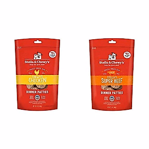 Stella & Chewy's Freeze-Dried Raw Dinner Patties Dog Food (Bundle of 2, 14 oz. Bags) - Chicken & Beef