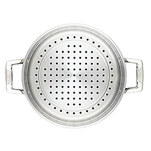 Anolon Authority Hard-Anodized Nonstick Covered Dutch Oven with Steamer Insert, 5-Quarts, Gray