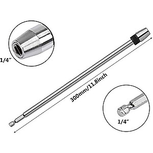 Bestgle 12 inch Length Quick Release Screwdriver Drill Bit Holder Extension Bar 1/4" Hex Shank Quick Change Extension Rod Socket for Screws Nuts Drill Hand-held Driver