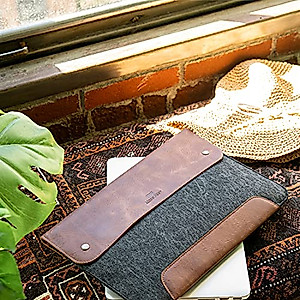 MegaGear Genuine Leather and Fleece MacBook Bag Laptop Sleeve for MacBook Pro and MacBook Air Case 14 Inch - 13 Inch (M4, M3, M2, M2, M1, Pro, Max) 13.3 Inch, iPad Pro 12.9 Inch - 2020 to 2024 Models