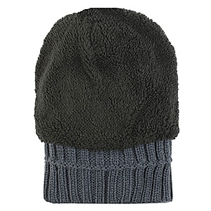 LUTHER PIKE SEATTLE Winter Pom Pom Beanie Hat - Cute Knit Yarn and Warm Fleece-Lined Slouchy Skull Ski Cap for Women - Cool Hair Accessories, Great for Boho, Hipster, and Winter Outfits Dark Grey Gray