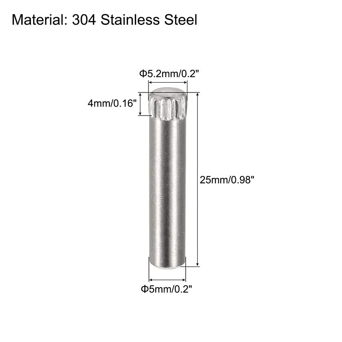 Tool parts 5x25mm 304 Stainless Steel Dowel Pins - 5Pcs Knurled Head Flat End Dowel Pin
