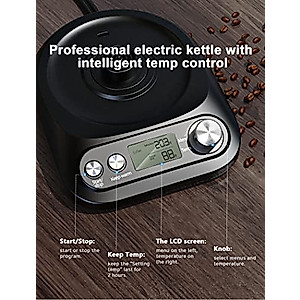 Elechelf Electric Gooseneck Kettle, 0.8L Pour-Over Coffee Kettle, Variable Temperature Control Tea Kettle, Auto Shut off & Boil-Dry Protection, 1000W Stainless Steel Electric Kettle