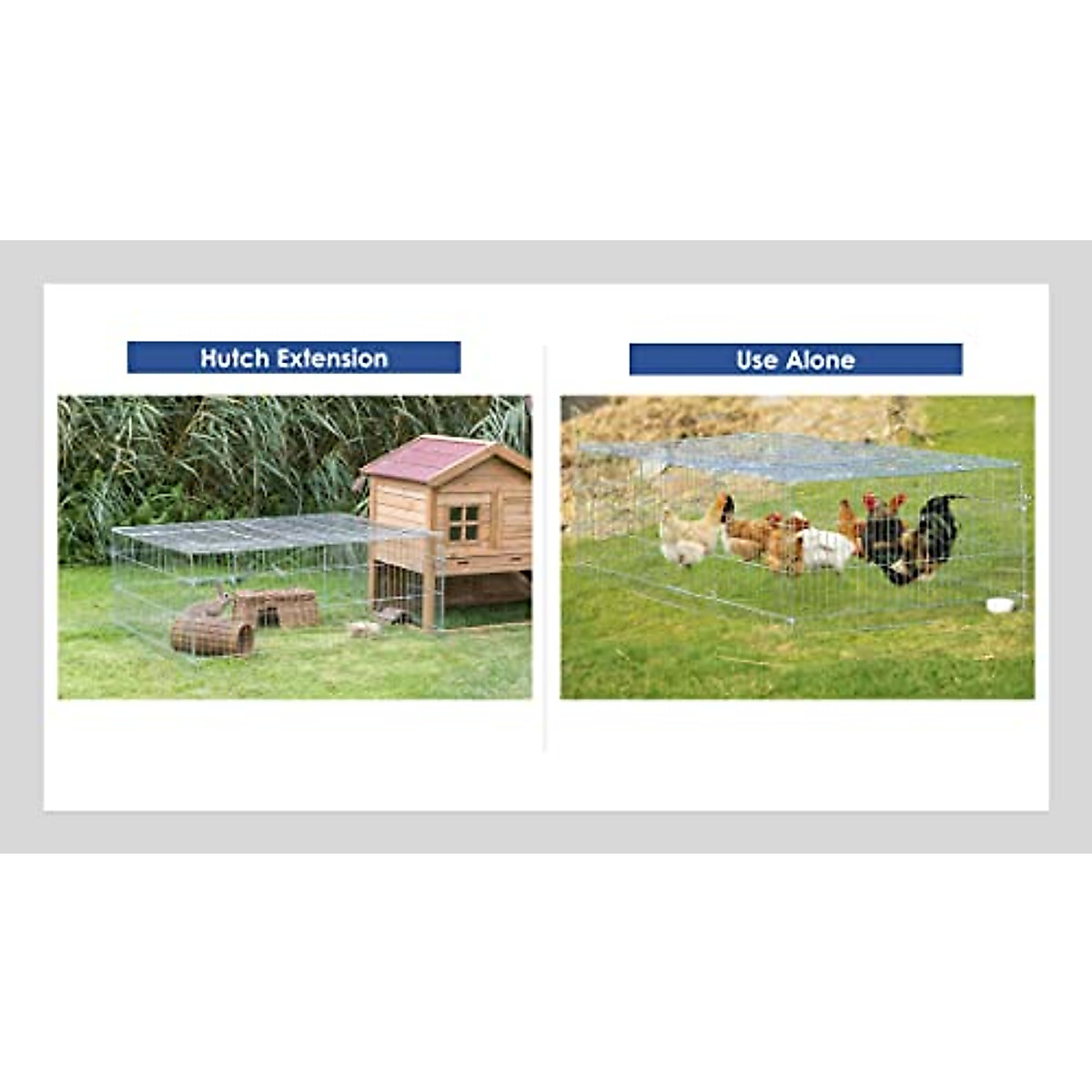 TRIXIE Enclosed Outdoor Run- 55 cu. ft., Galvanized Metal Cage, Portable Pen for Rabbit, Small Animal