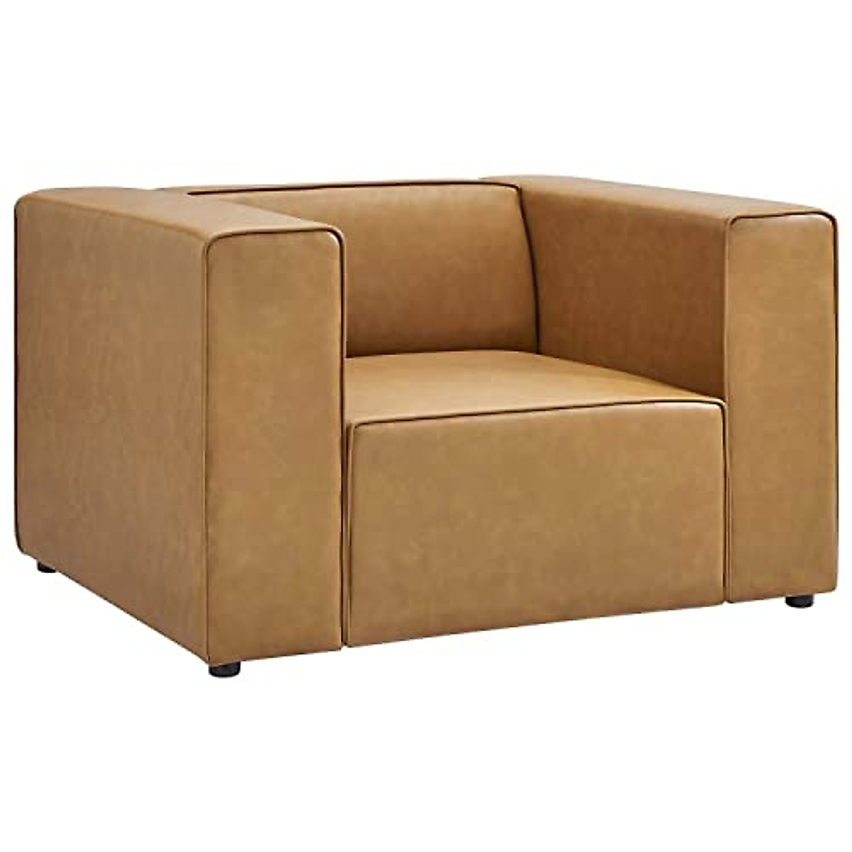 Modway Mingle Vegan Leather Lounge Armchair, Tan