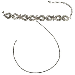 Xerling Rhinestone Choker Necklace Crystal Tassel Necklace Wedding Bridal Choker Fancy Iced out Jewelry for Women (Silver)