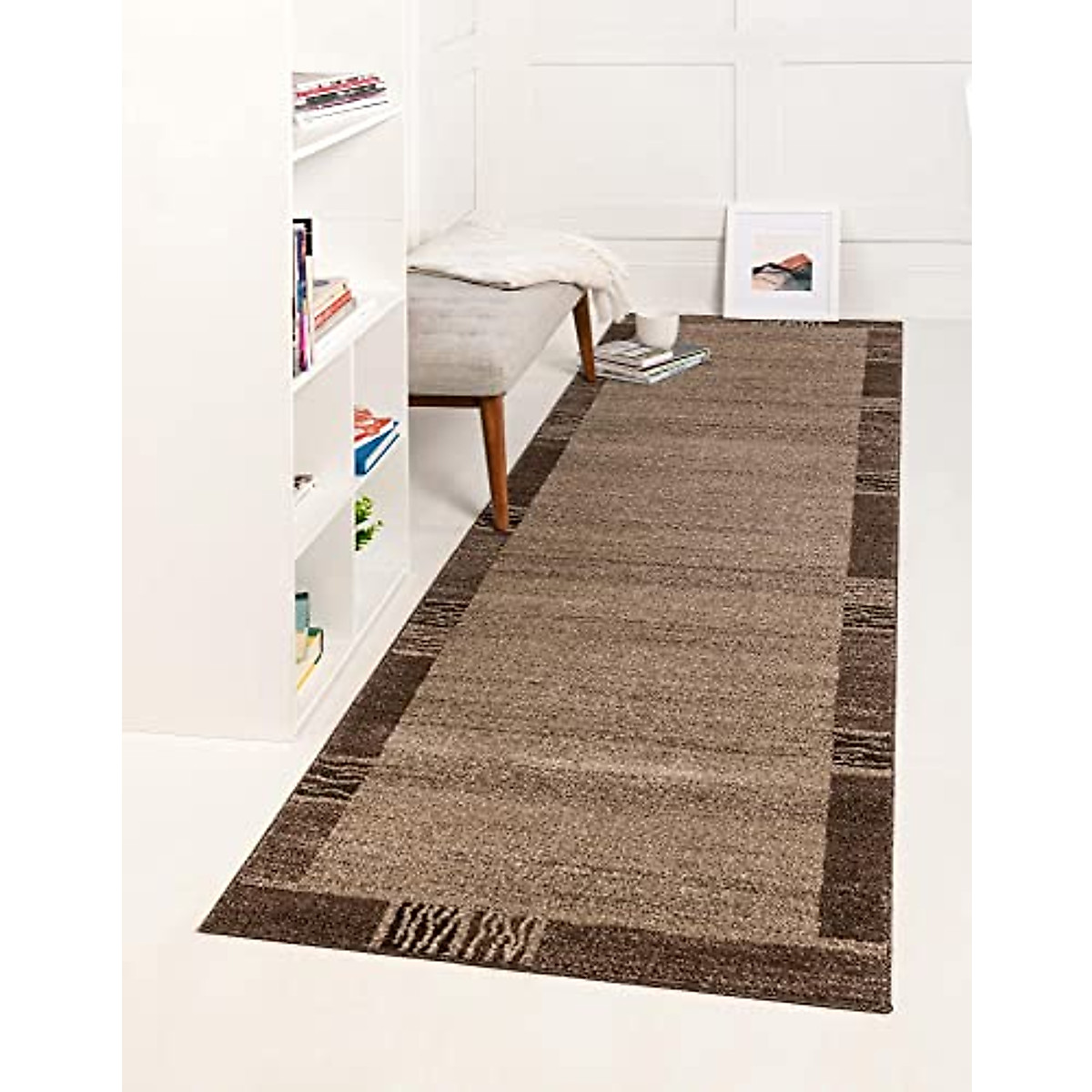 Unique Loom Del Mar Collection Area Rug - Sarah (2' 7" x 10' Runner, Dark Beige/ Brown)