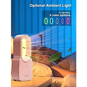 let'me Desk Fan, 11.8 Inch Bladeless Fan Mini Office Fan 4 Speeds with 5-Colors Ambient Light, USB Table Fan Small Quiet for Home, Bedroom,Dorm