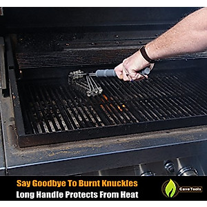 Cave Tools BBQ Grill Brush for Cleaning Barbecue Grates - Rust Proof Design - BBQ Smoker Grill Accessories