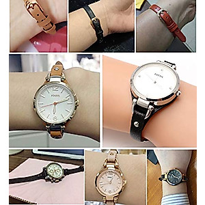 KAMIU Women's 8mm Watch Band Genuine Calf Leather Replacement Straps Watch Strap for Fossil ES3148 ES4119 ES4176 ES3262 ES3077 (Coffee - Golden Buckle)