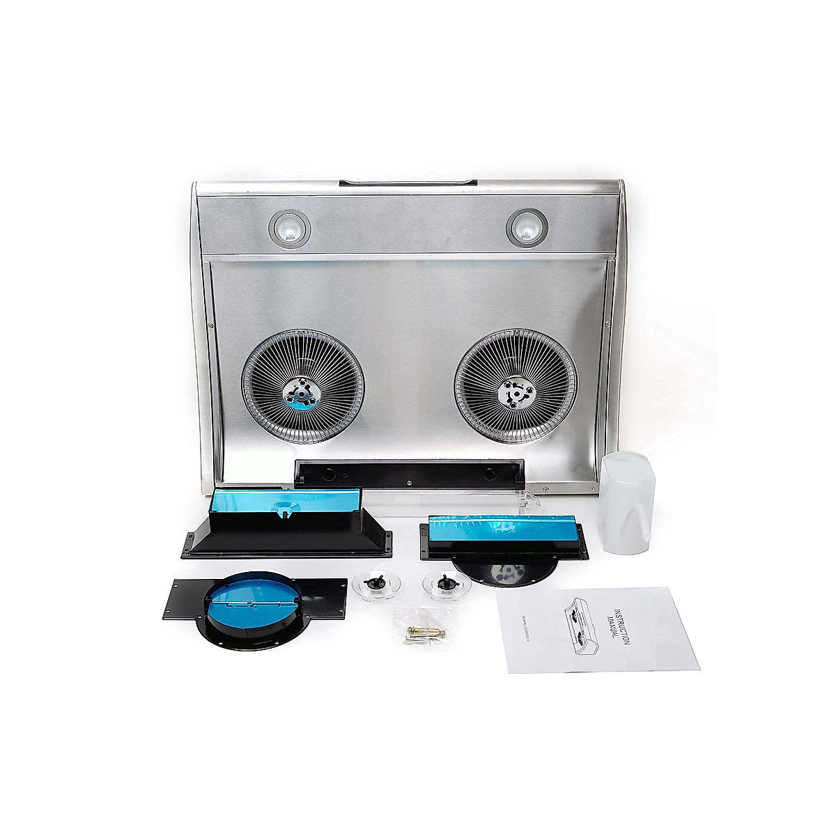 Hauslane | Chef Series 30” C400 Range Hood Slim Under Cabinet Kitchen Extractor - Stainless Steel Design with Self Cleaning - 6-Speed Setting Exhaust Fan and Halogen Lamp - 3-Way Venting