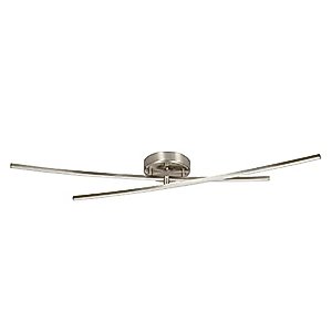Catalina 40" Modern Dimmable LED Crossed 2-Bar Fixed Track Light, Brushed Nickel