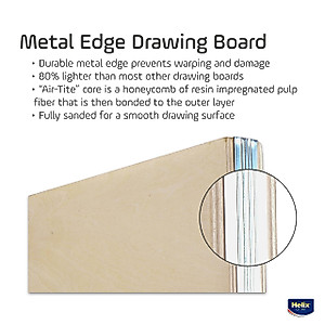 Helix - Wooden Lightweight Drawing Board - 20 x 26 Inch - Metal Edge - Drafting, Art, Sketching and Tracing