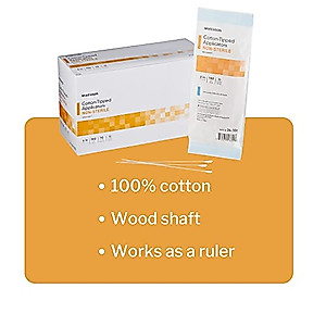 McKesson Cotton-Tipped Applicator Swabstick, Non-Sterile, Wood Shaft, 6 in, 100 Count, 10 Packs, 1000 Total