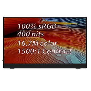 IOOIOO 100% sRGB 15.6 inch Portable Monitor for Laptop Windows MacBook Surface PC Tablet Smartphone Xbox PS5 PS4 Switch or Other Device with HDMI or HDMI Mini or USB C 3.1 with displayport