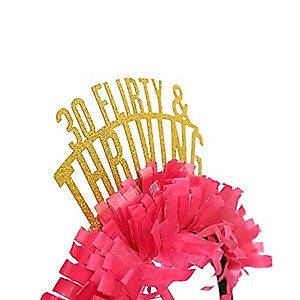 30 Flirty Thriving Party Crown - Party Tiara for Thirty Birthday,Funny Glittering Pink Paper Headgear,Birthday Gift For Girls or Women