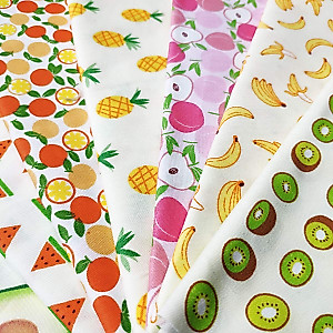 Gnognauq 7pcs 18" x 22" Cotton Fabric Different Patterns Fruit Printed Design Patchwork Quilting Fabric Bundles for DIY Sewing Crafts