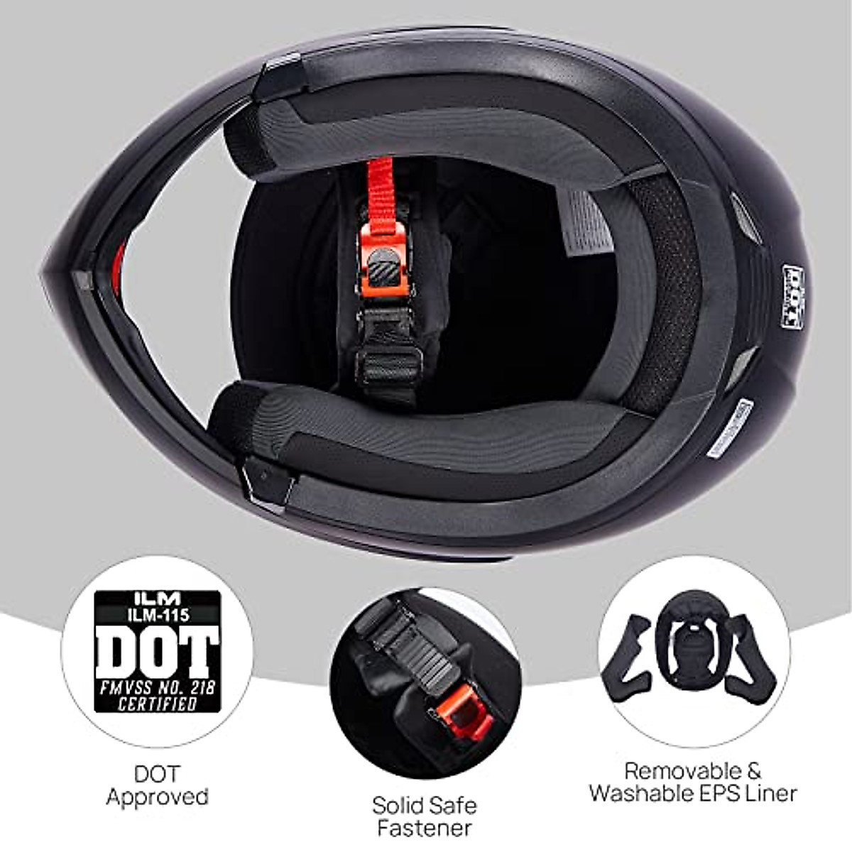 ILM Flip Up Full Face Modular Motorcycle Helmet for Adults Men Women Cascos para Motos Street Bike Motocross Helmet DOT 115(Matte Black,Medium)