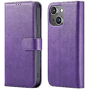 Vanxiliiy iPhone 13 Case Wallet - Strong Magnetic Detachable, RFID Blocking Card Holder, Slim PU Leather Flip 6.1" - Purple